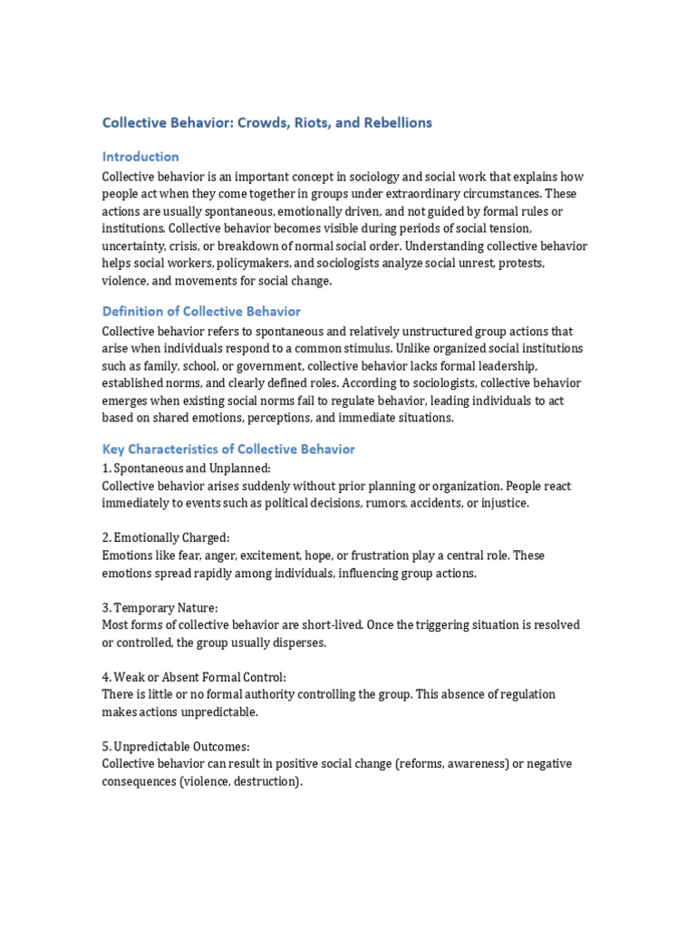 Collective_Behavior_Detailed_MA_Level | PDF | Rebellions | Civil Disorder