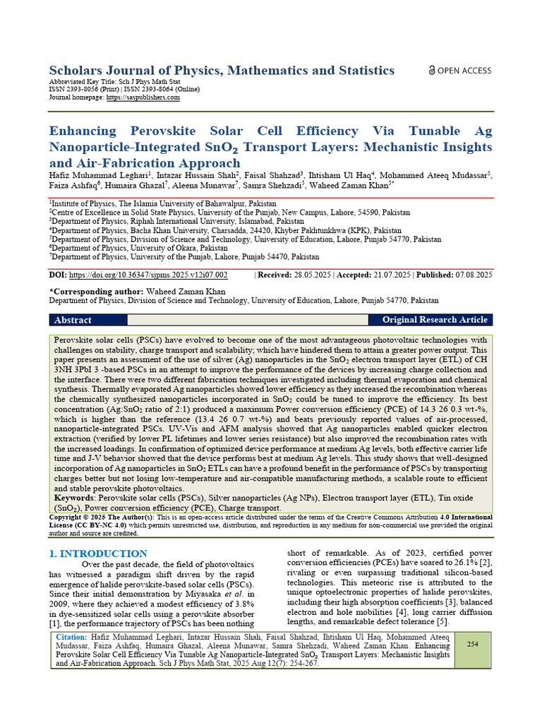 Enhancing Perovskite Solar Cell Efficiency Via Tunable Ag ...