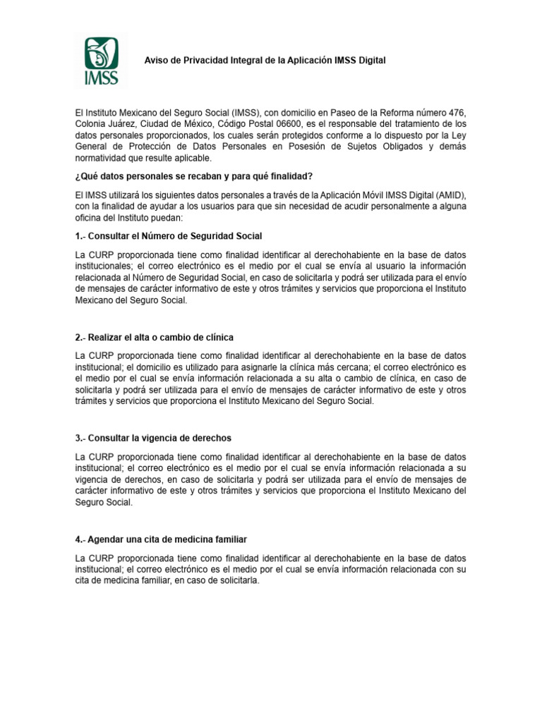 API App Imss Digital | PDF | Biometría | México