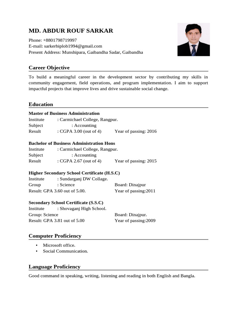Abdur Rouf 1 CV | PDF