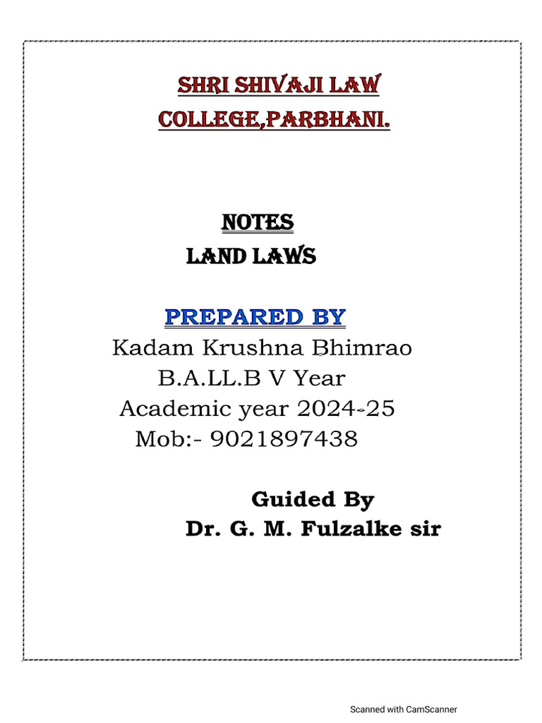 Notes of Land Laws(2) | PDF