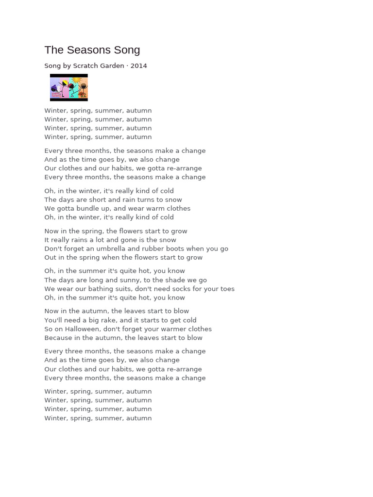 The Seasons Song by Scratch Garden | PDF