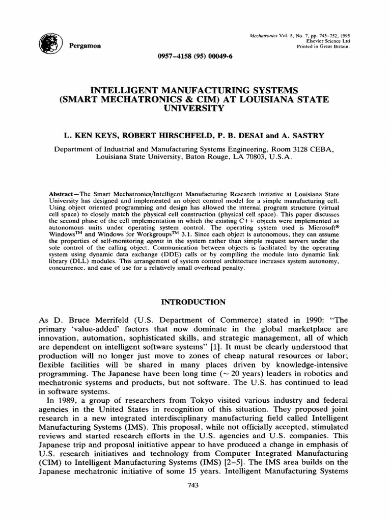 Intelligent Manufacturing Systems (Smart Mechatronics & Cim) at ...