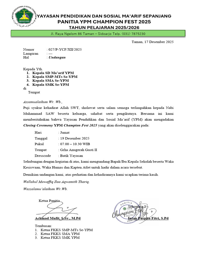 Undangan Closing Ceremony | PDF