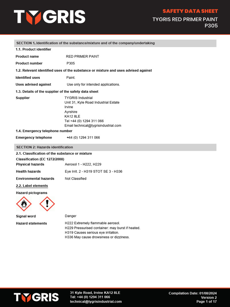 Pluto Red Primer MSDS | PDF | Occupational Safety And Health | Safety
