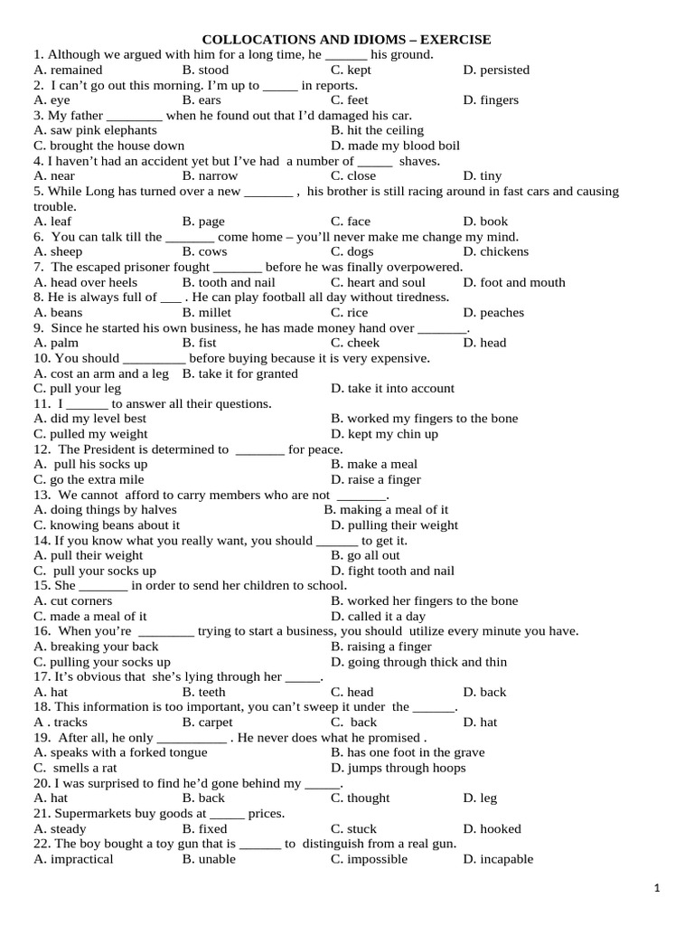 Collocations and Idioms | PDF