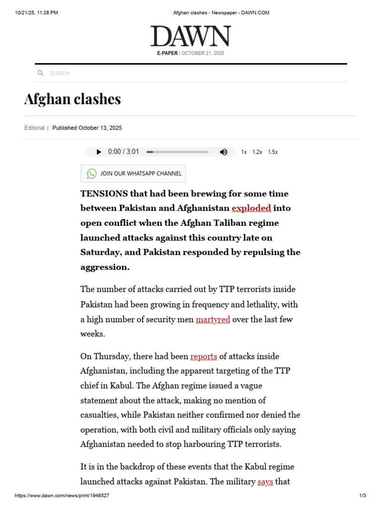 Afghan Clashes - Newspaper | PDF | Afghanistan | Afghanistan–Pakistan ...