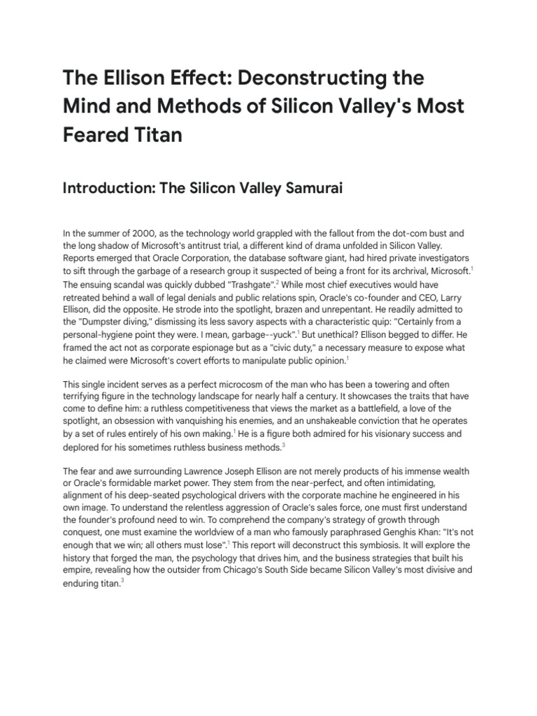 The Ellison Effect: Oracle's Ruthless Titan | PDF | Oracle Corporation ...