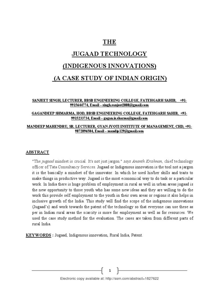 Jugaad Technology | PDF | Research And Development | Innovation