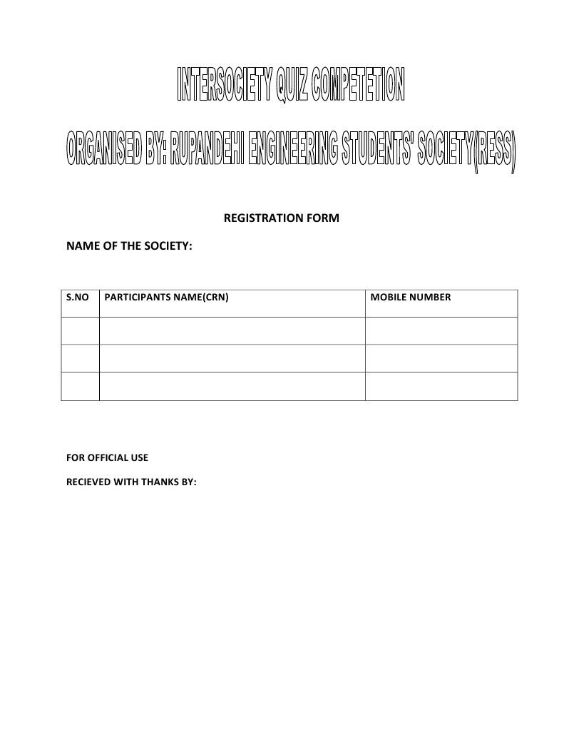 Society Registration Form Template | PDF