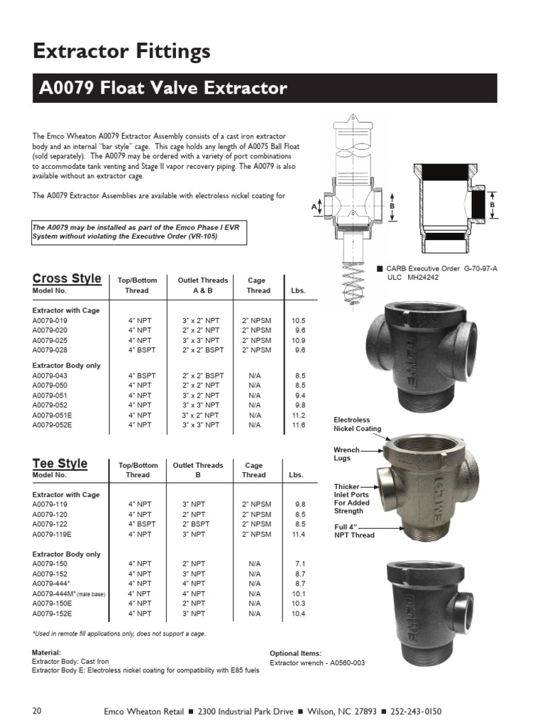 A0079 Extractor Assembly Specifications | PDF | Plumbing