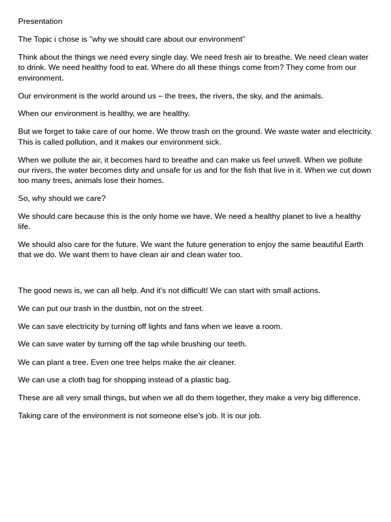 Why Caring for Our Environment Matters | PDF