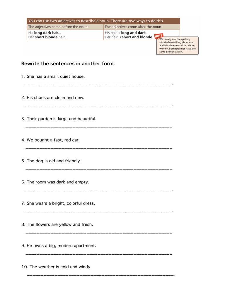 Change the Sentences | PDF