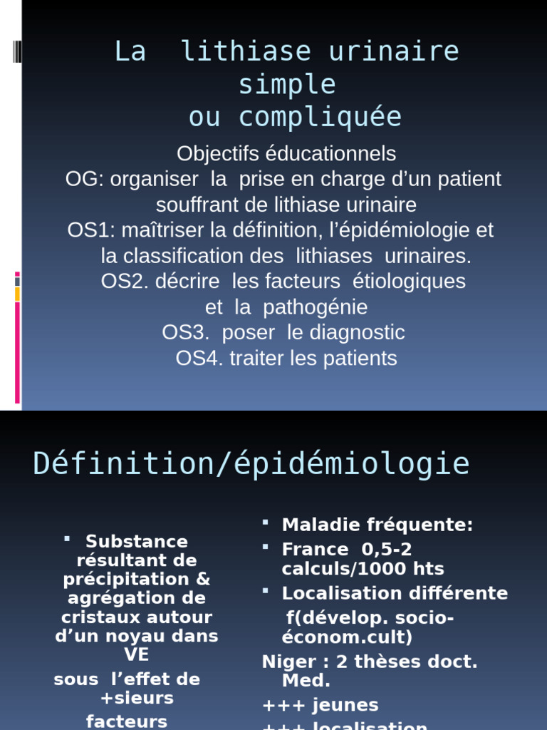Lithiase urinaire : diagnostic et traitement | PDF | Néphrologie | Rein