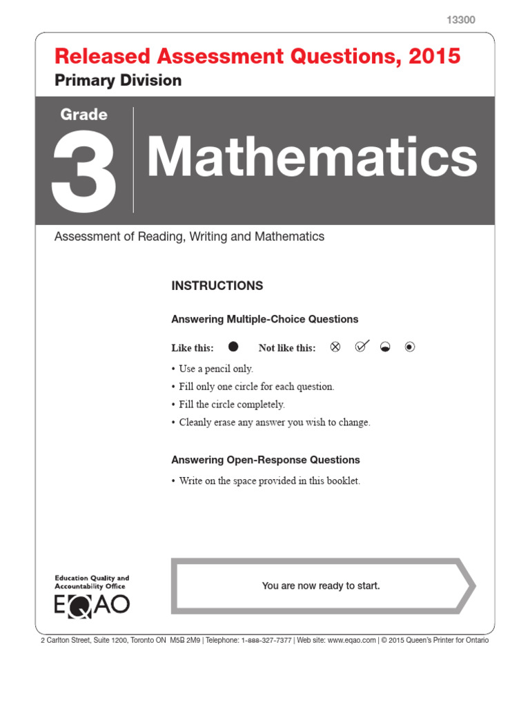 EQAO Maths Practice1 | PDF | Knowledge | Multiple Choice