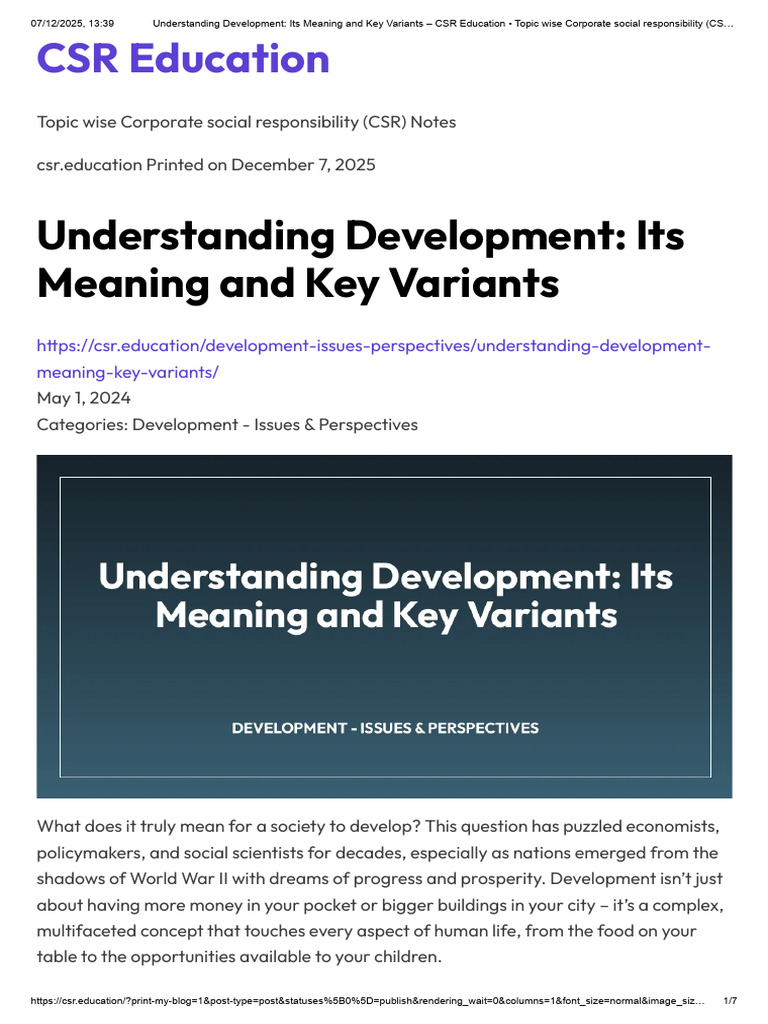 Understanding Development_ Its Meaning and Key Variants – CSR Education ...