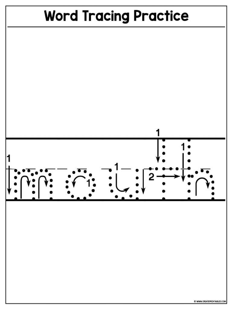 CreatePrintables.com Word Tracing Practice 50A1 66FB DD58 | PDF