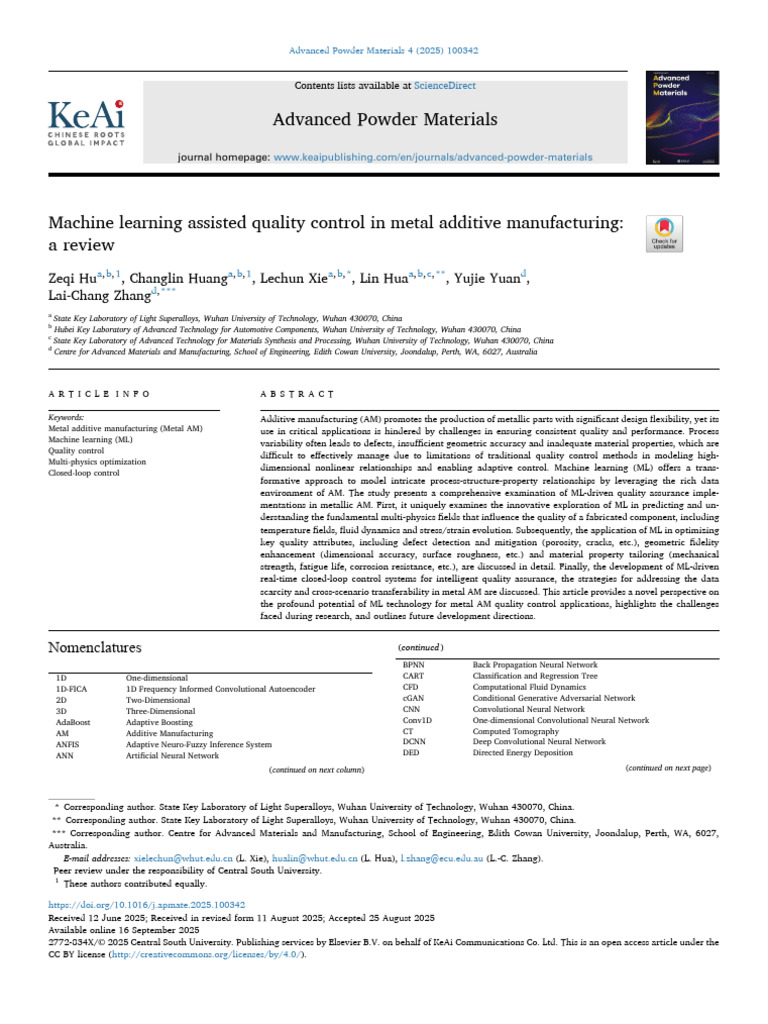 ML for Quality Control in Metal AM | PDF | Machine Learning | Finite ...