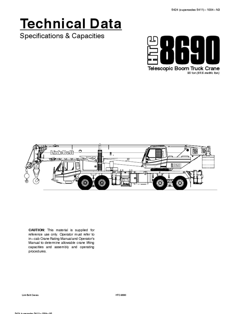 Ww6lhtwv6muUOvTZLink-Belt HTC-8690 90-Ton Telescopiv Boom Truck Crane ...