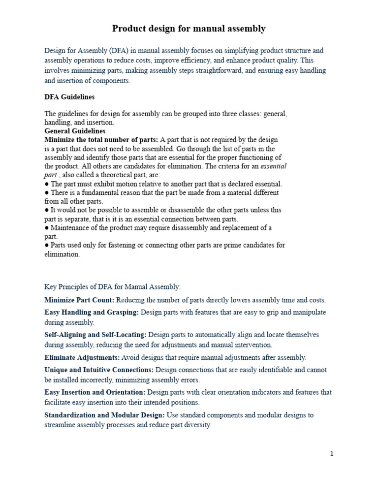 Product Design for Manual Assembly.doc | PDF | Mechanical Engineering