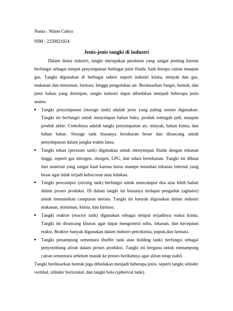 Macam Macam Jenis Tangki Di Industri | PDF