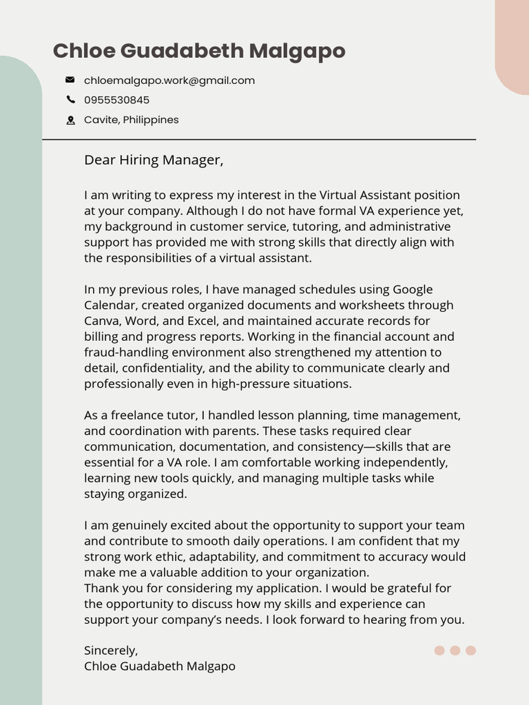 VA Cover Letter | PDF