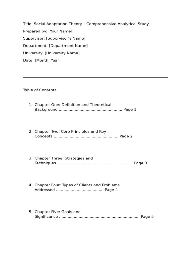 Social Adaptation Theory Analysis | PDF