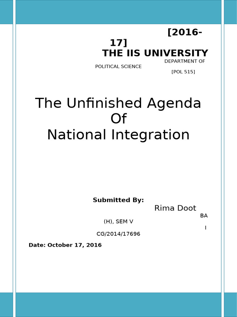 The Unfinished Agenda of National Integration | PDF