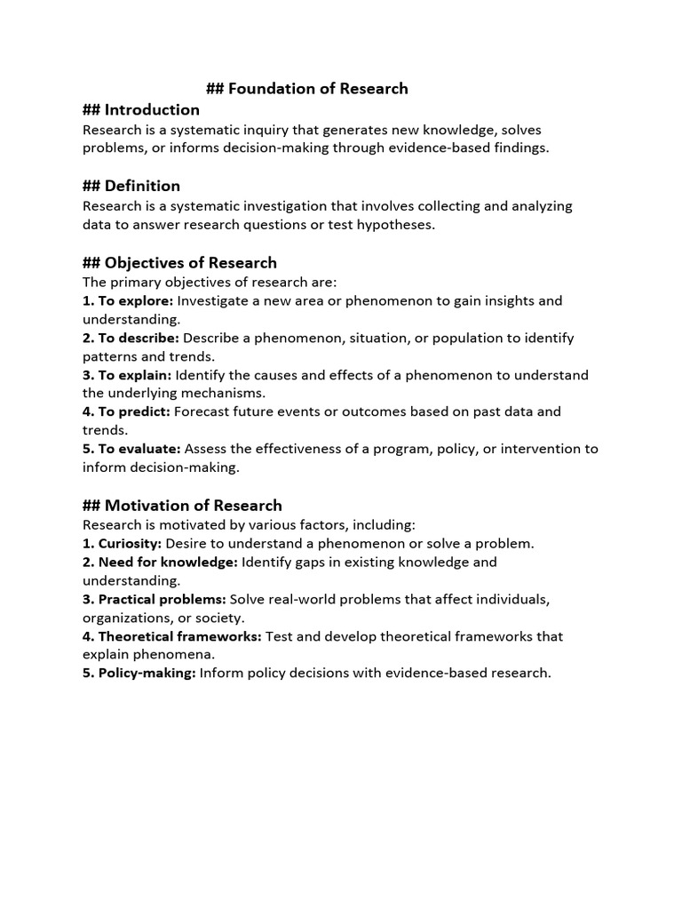 Foundation of Research | PDF | Methodology | Survey Methodology