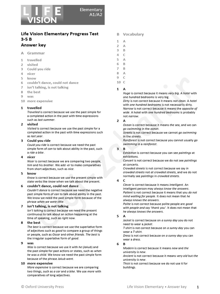 Lif Visi Ele Mid 3-5b Answer Key | PDF