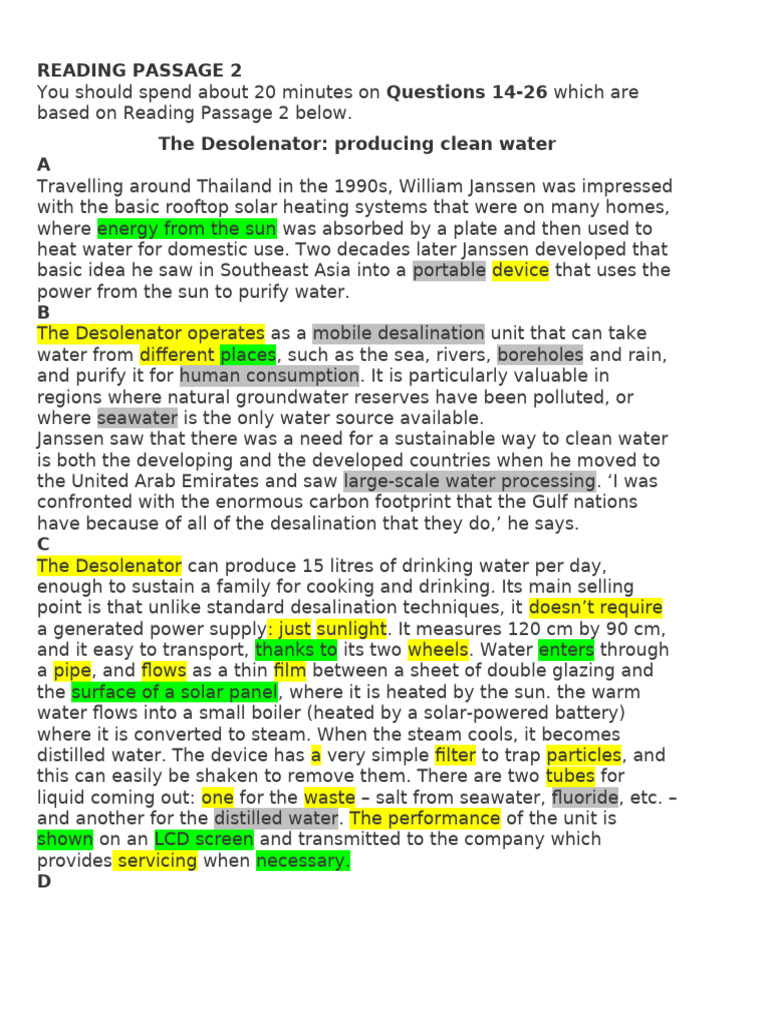 Reading Passage 2 | PDF | Water | Desalination