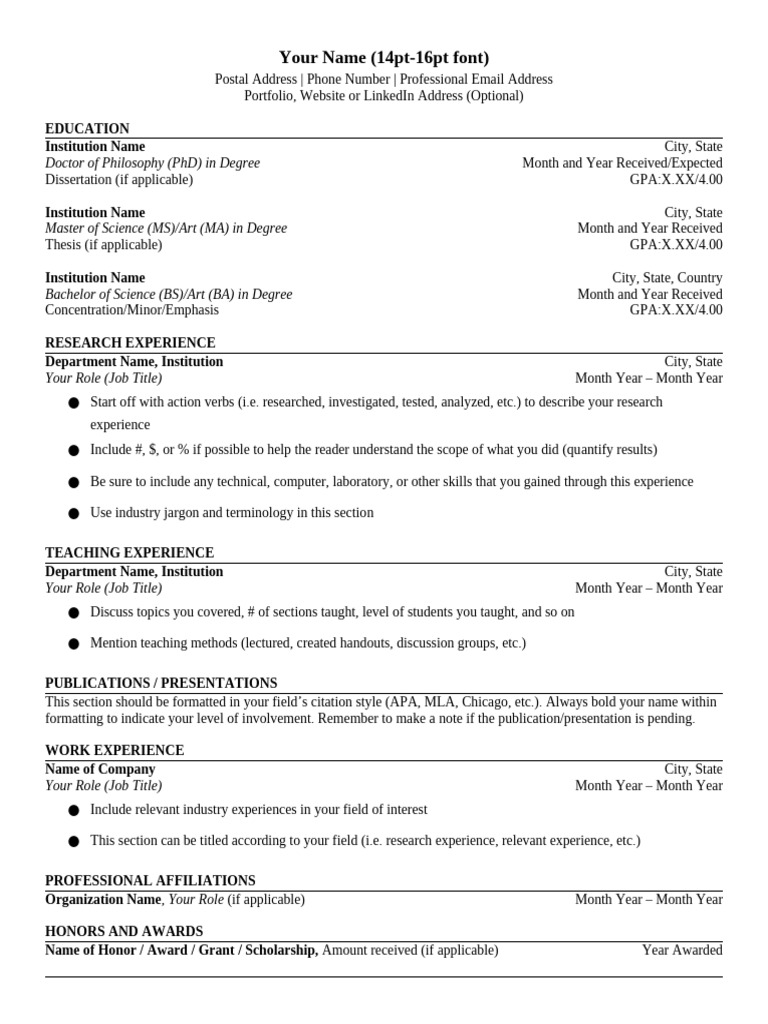 Copy of CV_Sample | PDF | Thesis | Academic Degree