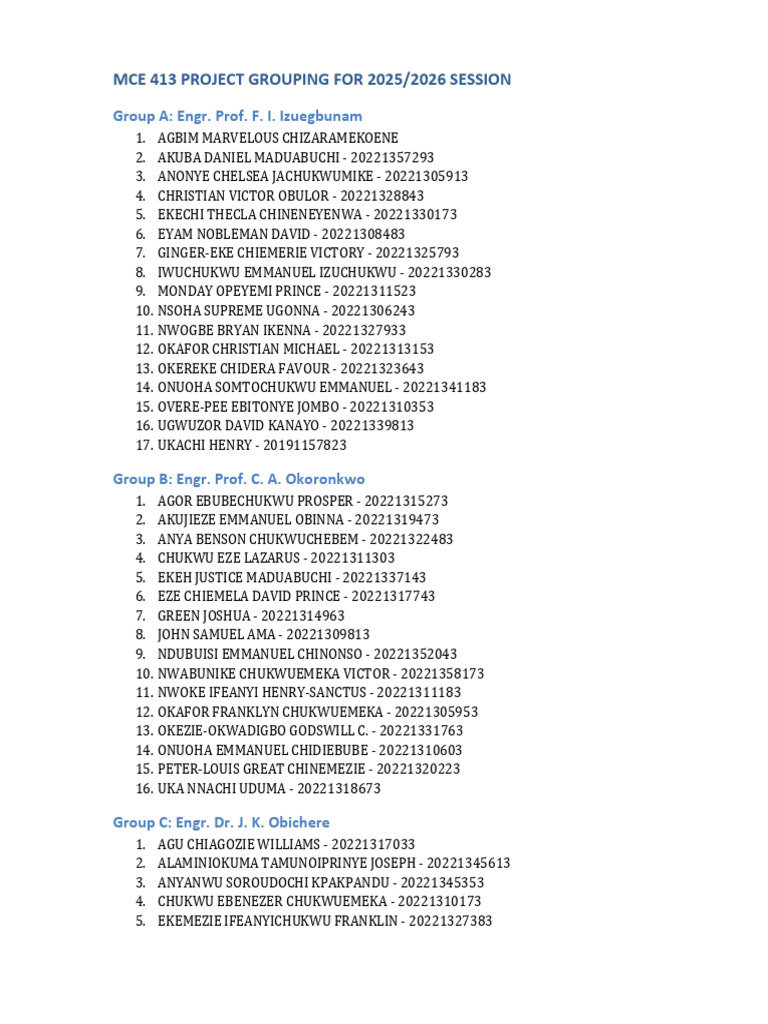 413 2025 2026 Project Grouping | PDF