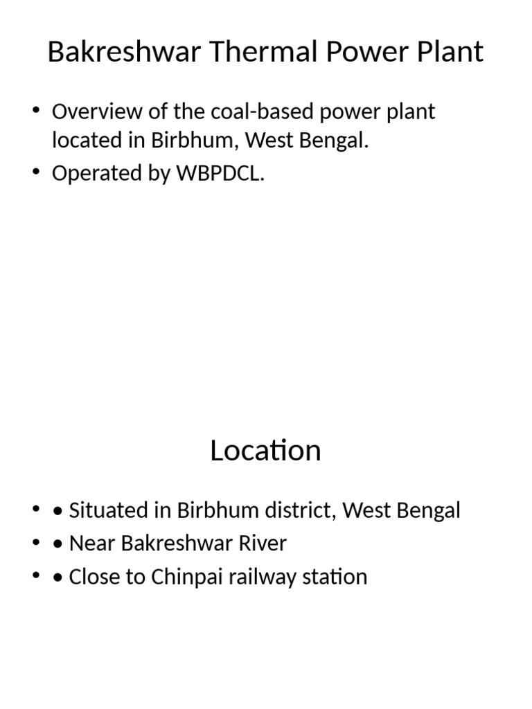 Bakreshwar Thermal Power Plant Presentation | PDF