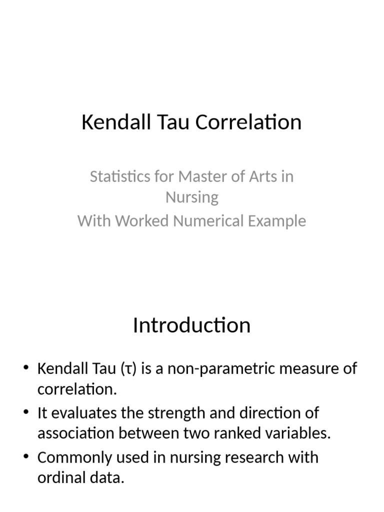 Kendall Tau With Worked Example For Nursing | PDF