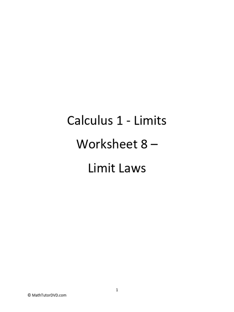 Calculus+1+ +Limits+ +Worksheet+8+ +Limit+Laws | PDF | Chess | Chess Theory