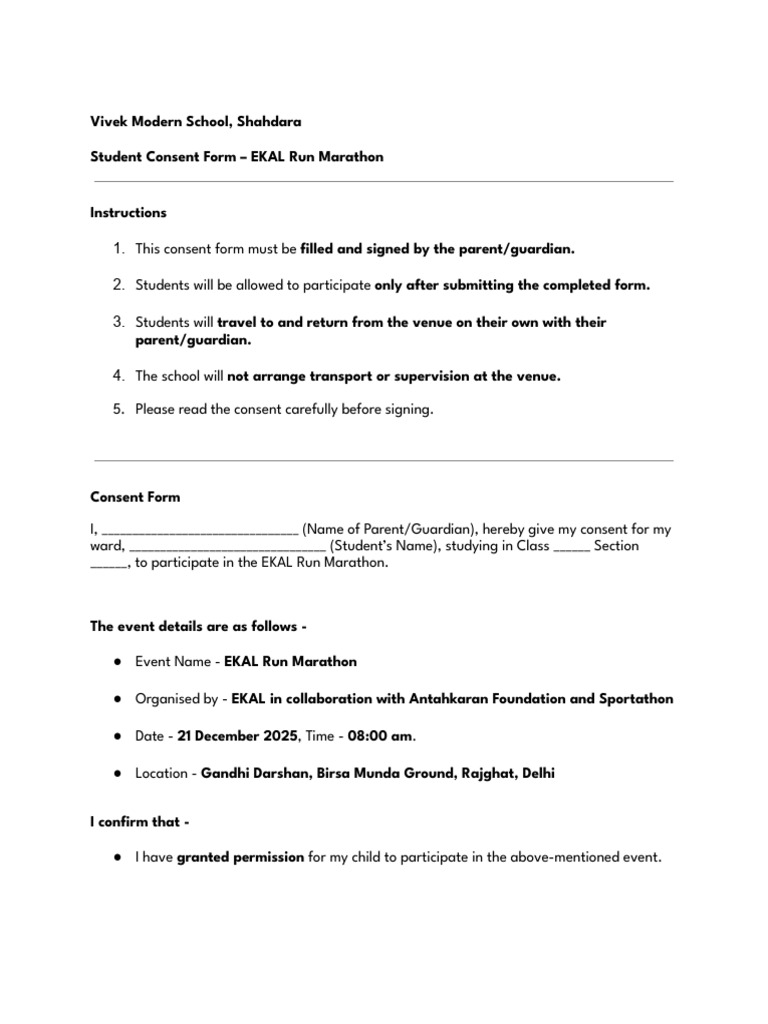 Marathon Consent Form | PDF