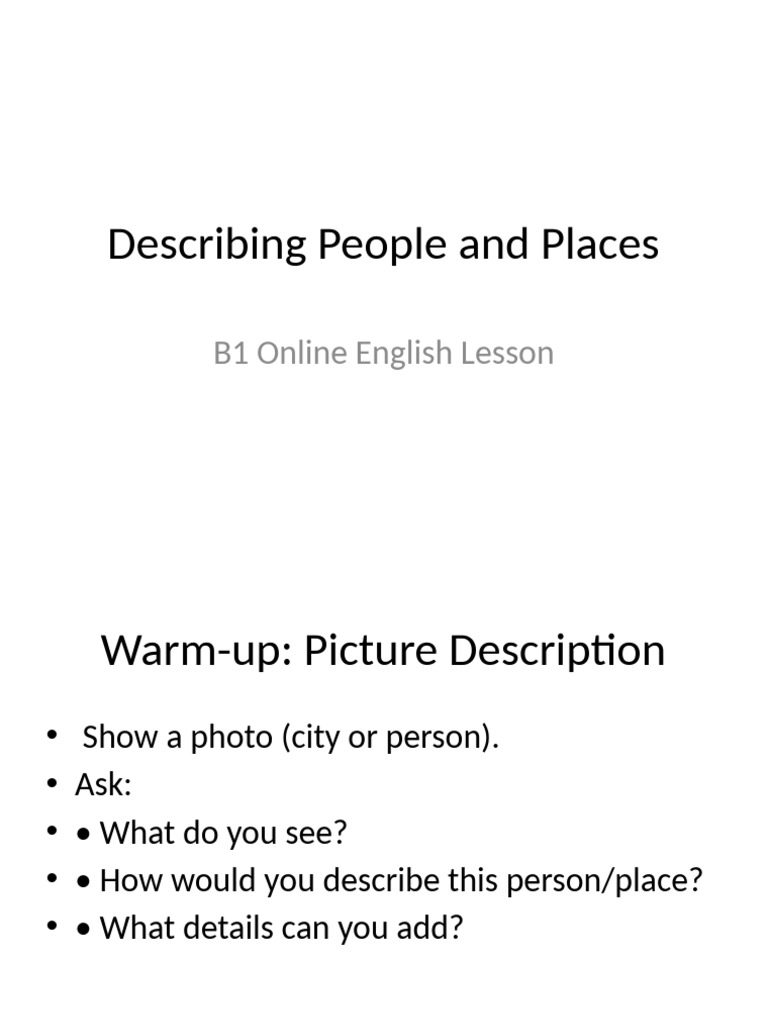 Describing People and Places B1 | PDF