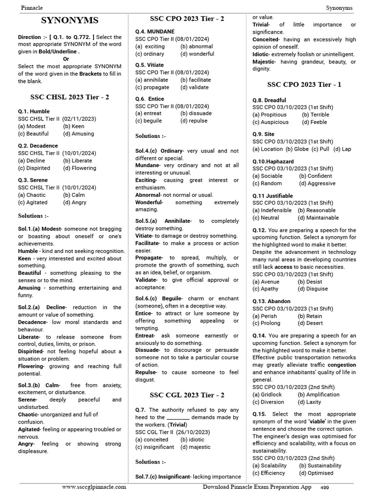 Synonyms | PDF | Behavioural Sciences | Social Psychology