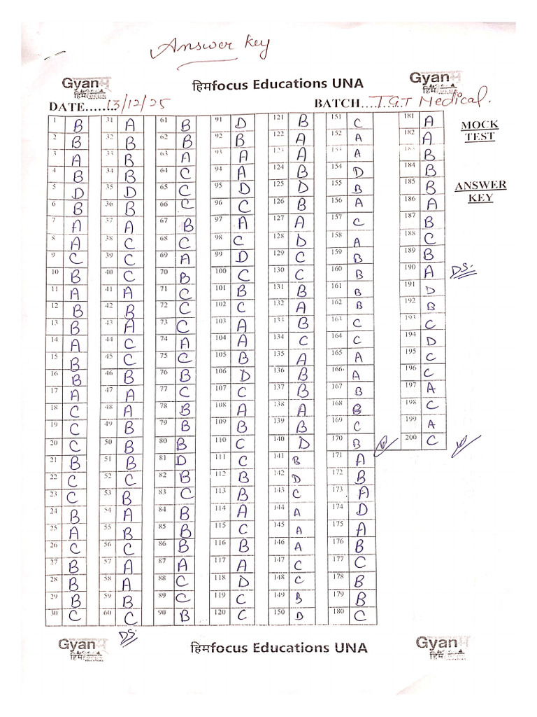 Answer key(13-12-25) | PDF