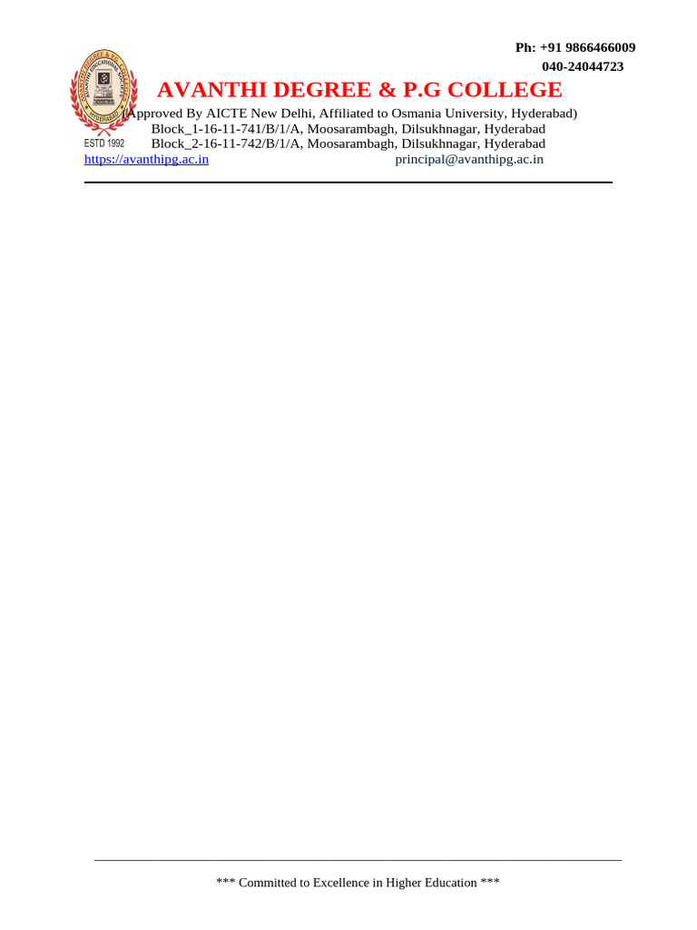 Avanthi Degree & PG College Contact Info | PDF