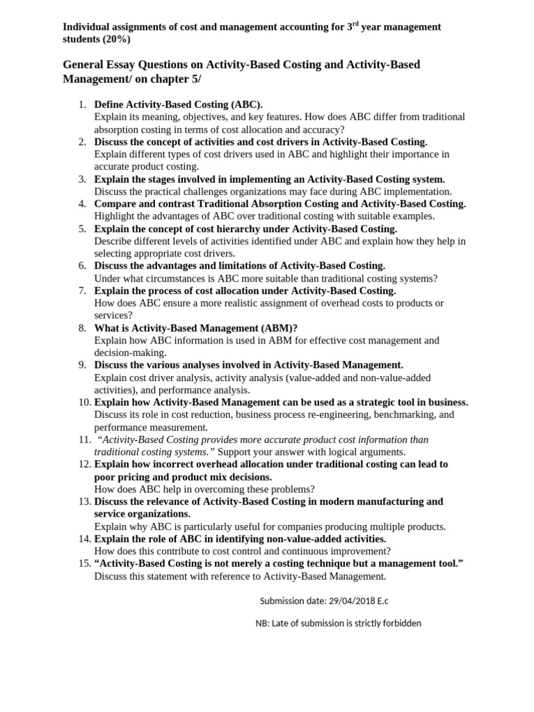Cost 1 Individual Assignment | PDF | Cost Accounting | Business