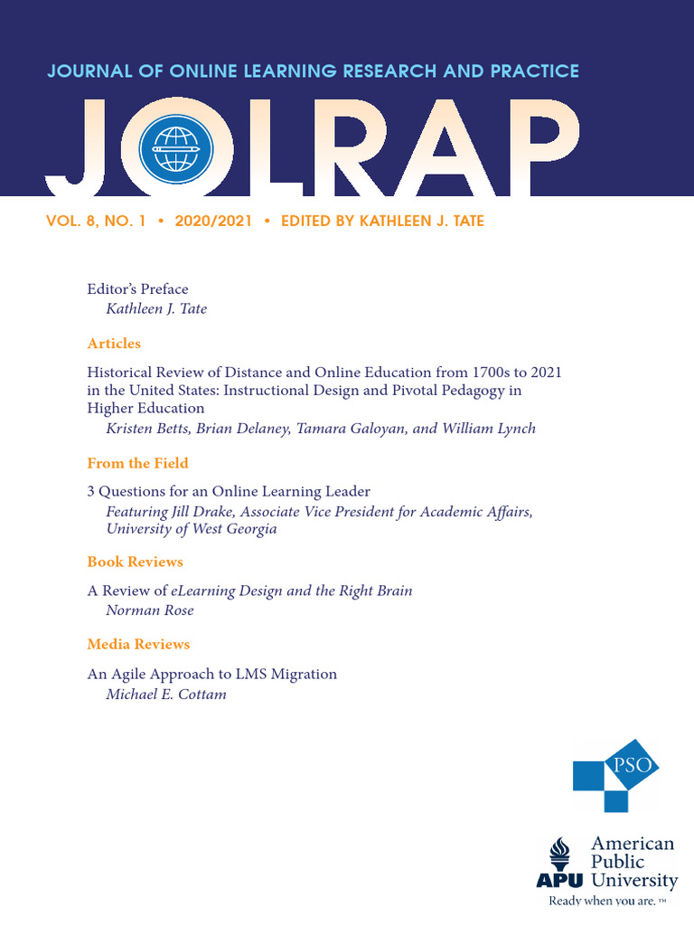 jolrap-08-01 | PDF | Distance Education | Educational Technology
