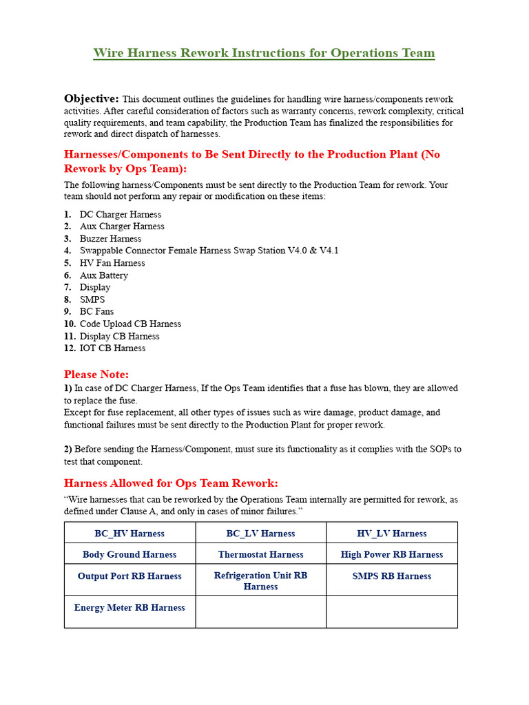 Wire Harness Rework Guidelines for Ops Team | PDF | Electrical Engineering