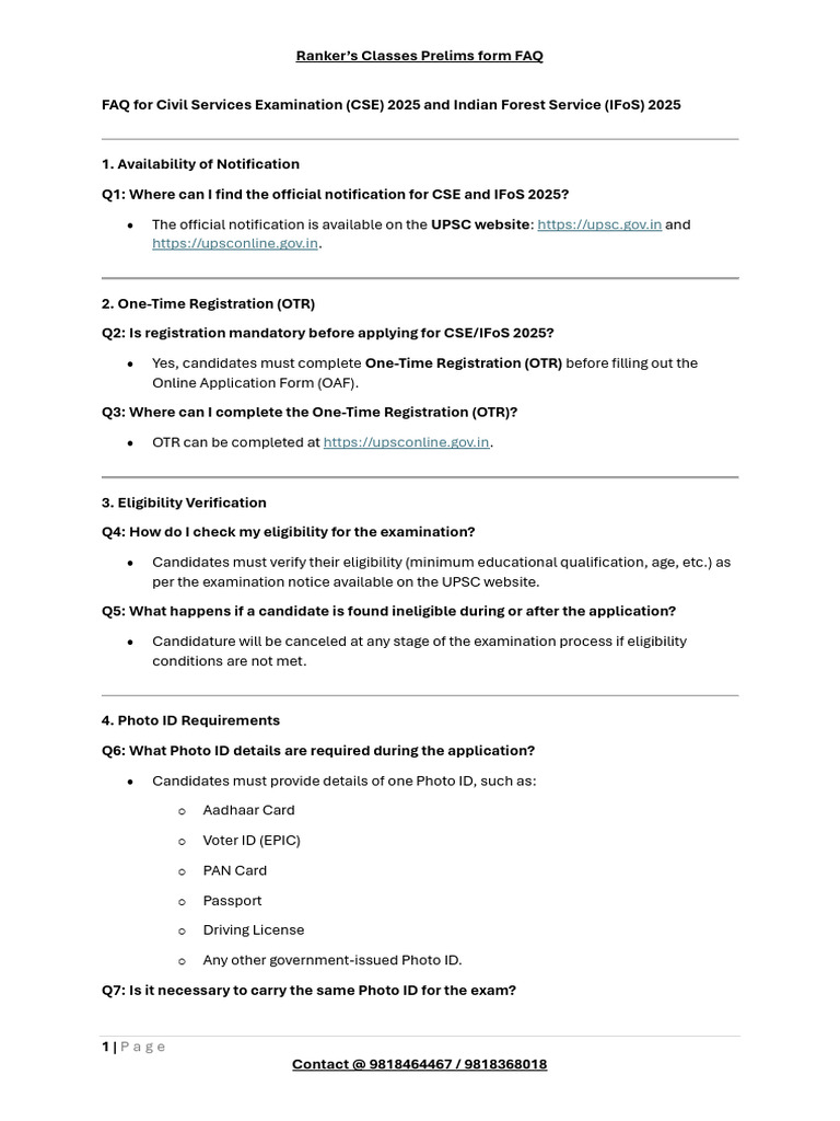 FAQ for Civil Services Examination | PDF