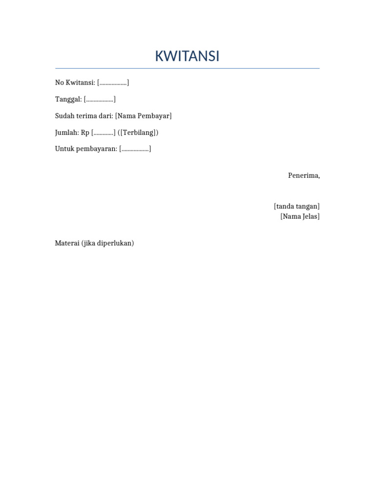 Template Kwitansi | PDF