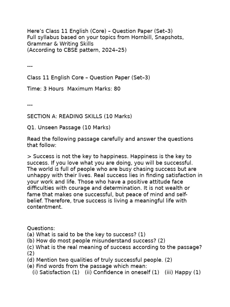 Here’s Class 11 English (Core) | PDF