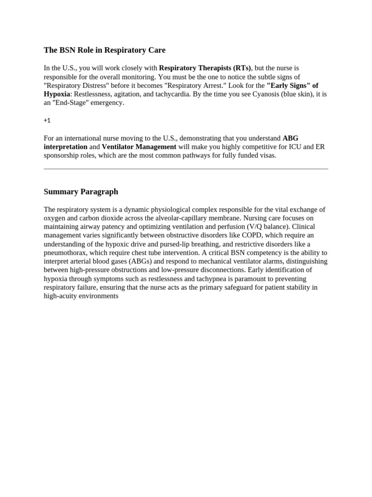 BSN Nursing in Respiratory Care | PDF