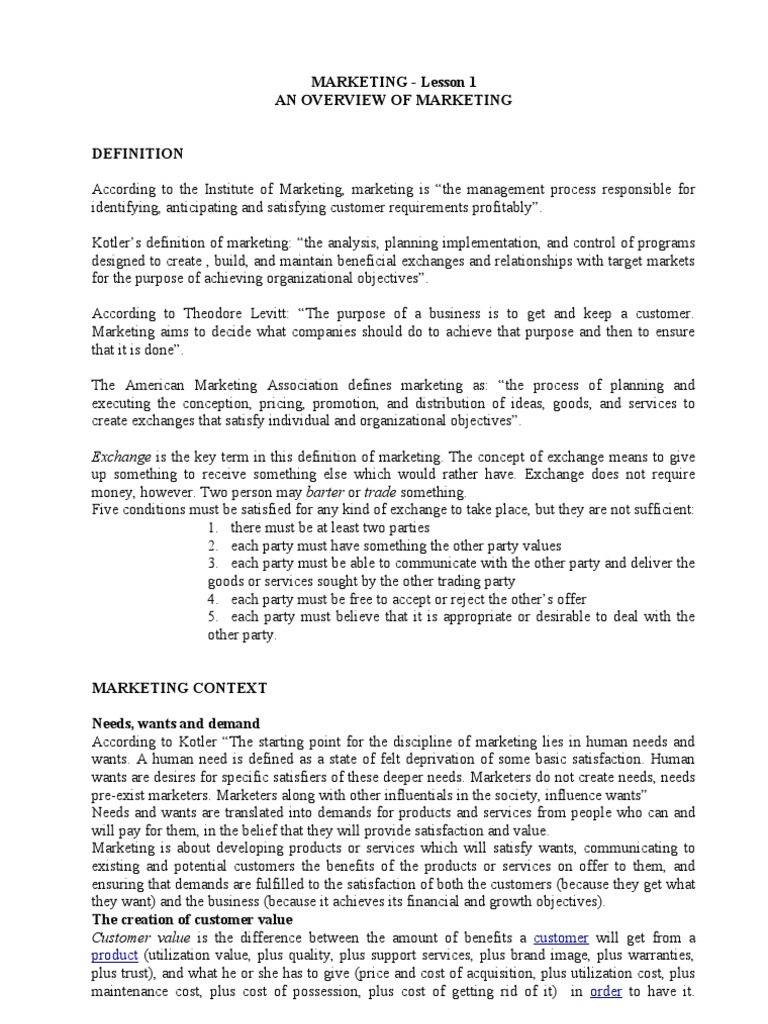 Marketing Lesson 1 | PDF | Sales | Marketing