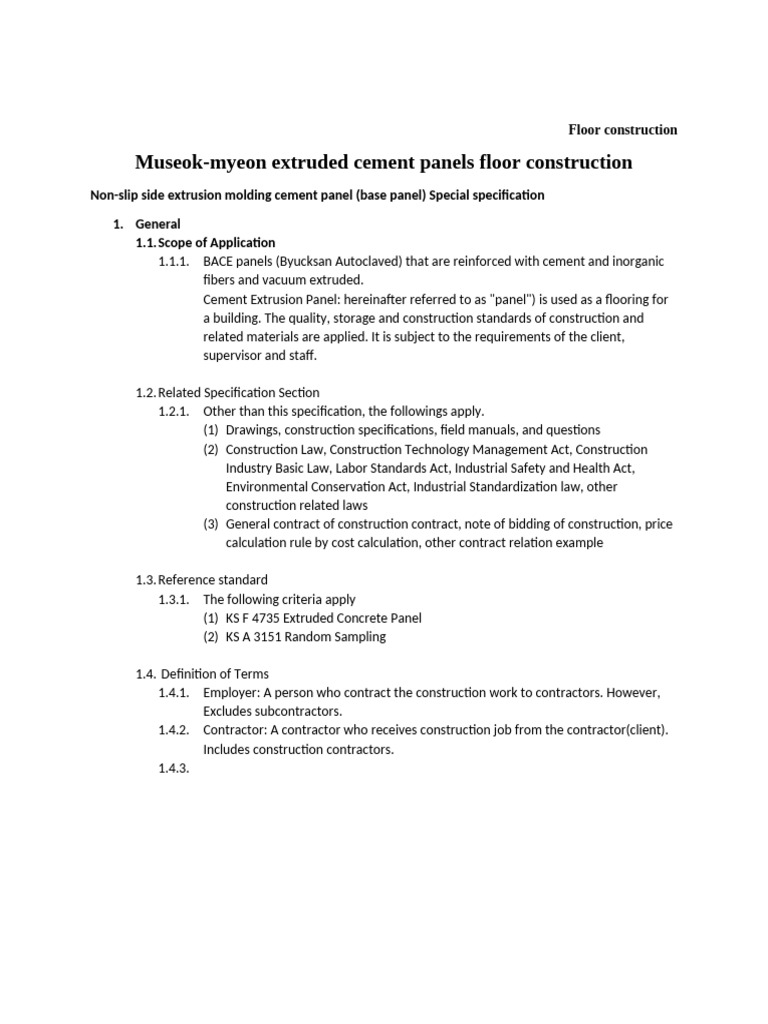 압출성형 시멘트 패널 (베이스패널) 시방서-Extrusion Molded Cement Panel (Base Panel ...